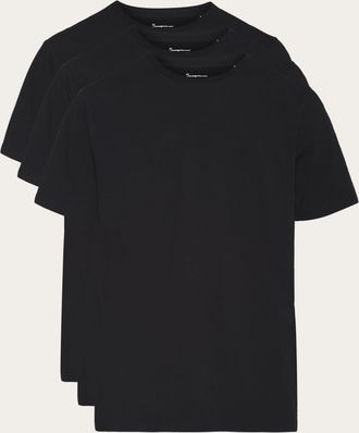 Knowledge Cotton Apparel Herren vegan T-Shirt Multipack 3x Tiefschwarz