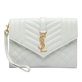 Saint Laurent Pre-owned Gesteppte Leder Pochette - - Pre-owned - Damen - Wei&szlig; - ONE SIZE