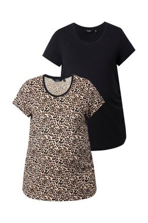 Ulla Popken T-Shirt T-Shirts 2er-Pack Halbarm seitliche Raffung Schwangerschaft