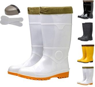 Generic Wellington Bottes de pluie en caoutchouc pour homme - Chaussures de pluie à mollet large - Confortables - Chaussures de pluie à enfiler - Chaussures d