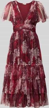 Lace & Beads Cocktailkleid mit tiefem V-Ausschnitt