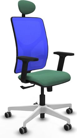 Piqueras y Crespo Drehstuhl mit Armlehnen, h&ouml;henverstellbare Lendenwirbelst&uuml;tze und festes Kopfteil, ausgestattet mit Sincro 3 Positionen und Schneideschaum, Blau/Smara