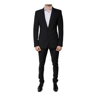 Dolce & Gabbana Schwarzer Slim Fit 3-Teiliger Wollanzug - - Suits - Herren - Schwarzk - XS