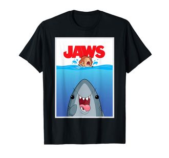 Jaws 50th Anniversary Poster Cartoon Style Front & Back T-Shirt