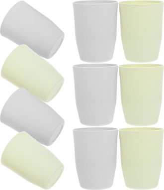 TOPBATHY 10 St&uuml;ck Mundwasserbecher aus Robustem Pp Stapelbare Zahnputzbecher in Gr&uuml;n Grau Praktischer Reise und Badezimmerbecher