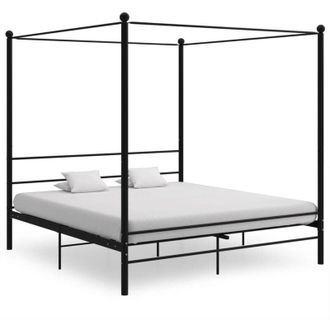 vidaXL Vidaxl - Cadre de lit &agrave; baldaquin sans matelas noir m&eacute;tal 200x200 cm