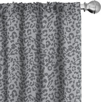 Abakuhaus Leopard-Druck Vorhänge, Gardinen, Mode-wildes Tier, Fensterbehandlungen für Wohnzimmer Schlafzimmer Dekor, 2 Stück 75 cm b x 245 cm h, Charcoal Grey P