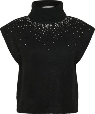 Cream Femme, Pulls, Noir, Taille: 40/42 FR Pull Col Montant Tricot Sans Manches