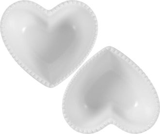 Cabilock 2 St&uuml;ck Teiliges Porzellan Herzschalen Keramik Backofenfest Vielseitige Dessert Snackschalen f&uuml;r Kuchen Pudding Suppe Salat Dekorative Herzf&ouml;rmige Mor