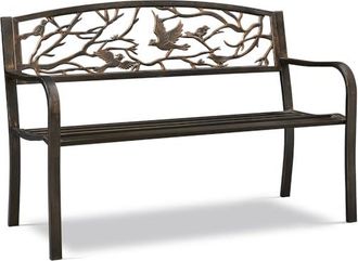 Yaheetech Banc de Jardin en m&eacute;tal pour 3 Personnes Style r&eacute;tro, Banc de Repos en Fer avec Dossier et accoudoir pour Cour Jardin terrasse Balcon caf&eacute;