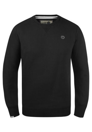 Solid SDBenn Herren Sweatshirt Pullover Sweater mit Rundhals-Ausschnitt Rippbündchen Label-Details Baumwollmischung Regular fit, Größe:S, Farbe:Black (9000)