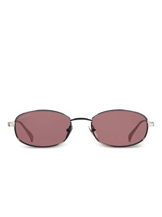 Gucci Sonnenbrille mit ovalem Gestell - Silber