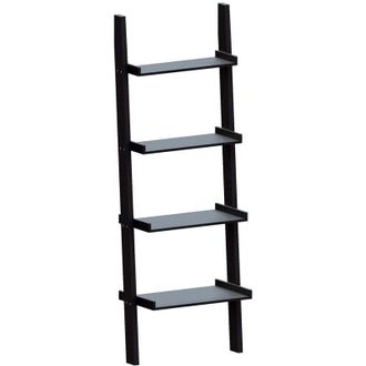 Home Discount York Étagère Échelle 4 Niveaux Meuble de Rangement Bibliothèque H 154 x L 56 x P 29 cm, Noir