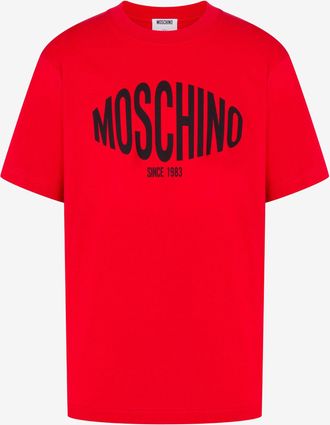 Moschino T-shirt in jersey di cotone organico stampata - Rouge