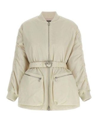Pinko Womens Winter Jacket White Nylon Apparel Outwear