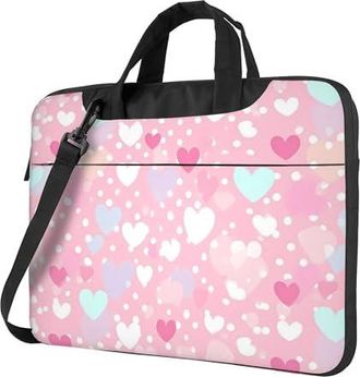 Generic Sac pour ordinateur portable de 15,6 pouces avec bandouli&egrave;re - Motif coeurs arc-en-ciel - Housse de protection antichoc pour ordinateur portable - Pou