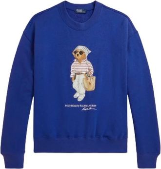 Polo Ralph Lauren Femme, Sweatshirts et sweats &agrave; capuche, Bleu, Taille: 42 FR Polo Bear Lightweight Fleece Crewneck