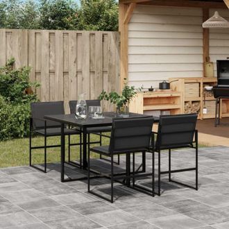 vidaXL Vidaxl - Ensemble &agrave; manger de jardin avec coussins 5 pcs noir textil&egrave;ne
