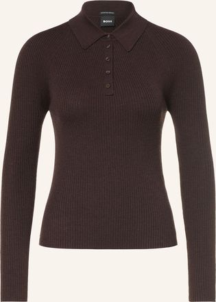 HUGO BOSS Strick-Poloshirt Faelina braun