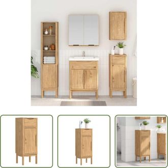 vidaXL Holz Schrank - Badezimmerschrank mit Regal FLORO Wachsbraun 35 x 30 x 90 cm
