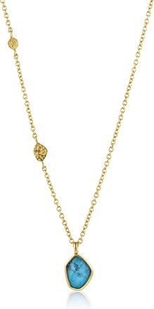 Ania Haie Ania Haie Damen Halskette MINERAL GLOW Turquoise aus 925 Sterling Silber 14k vergoldet, besetzt mit zwei Goldplättchen und einem Türkis, Länge 46cm + 