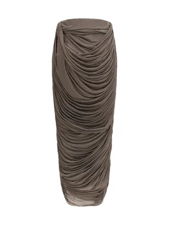 Magda Butrym Womens Draped Silk Midi Skirt Brown Cupro; Elastane