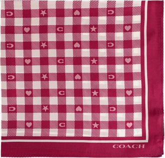 Coach Femme, Accessoires, Rose, Taille: ONE Size Foulard en soie Gingham Play