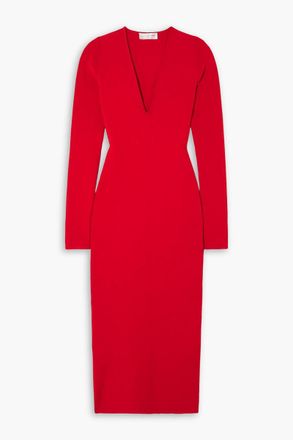 Victoria Beckham Midikleid aus geripptem Stretch-Strick - Rot - UK 14