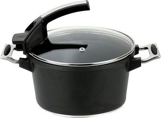 Pensofal Pen8105 Kasserole 2Griffe mit Glasdeckel Durchm.20 cm, in Litoschachtel, Serie Suprema Bioceramix, Schwarz