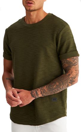 LEIF NELSON Herren Sommer T-Shirt mit Rundhals-Ausschnitt (Khaki, Größe S), Regular Fit 100% Baumwolle Casual Basic Männer T-Shirt mit Kurzarm