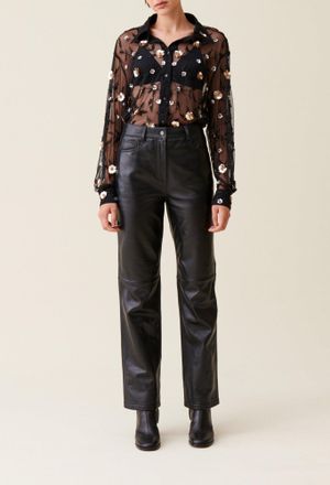 Claudie Pierlot Schwarze transparente Stickbluse