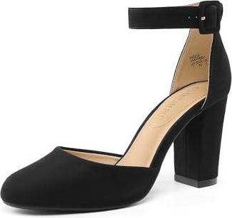 Dream Pairs Chaussures &agrave; Talons Hauts pour Femmes Escarpins El&eacute;gants avec Bride &agrave; la Cheville pour Mariages et F&ecirc;tes Noir/Suede US Angela Taille 41.5