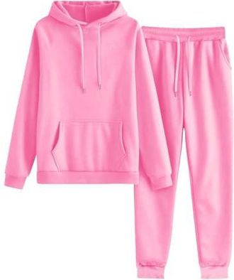 Generic Tenue 2 pi&egrave;ces pour femme - Ensemble de surv&ecirc;tement &agrave; capuche tendance et ample &agrave; manches longues et pantalon de surv&ecirc;tement, rose, 3x_l