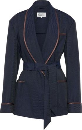 Maison Margiela Femme, Vestes, Bleu, Taille: 36 FR Blazer Ceintur&eacute;
