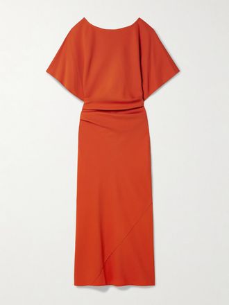 Staud Amelie Midikleid Aus Cr&ecirc;pe Mit Falten - Rot