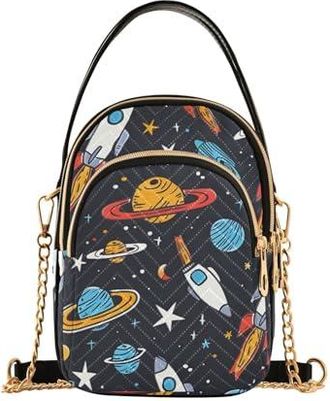 Mnsruu Sac à bandoulière pour femme Rocket Planet Black Star Sling Sac à main avec sangle réglable