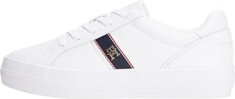 Tommy Hilfiger Damen Vulcanized Sneaker mit Logo-Emblem, Weiß (White), 41
