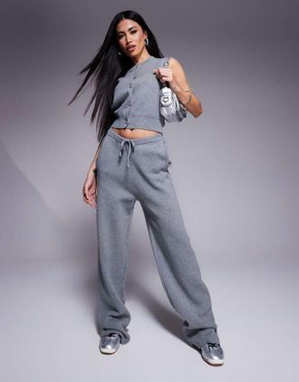 The Couture Club Locker geschnittene Strick-Jogginghose in grau meliert, Kombiteil