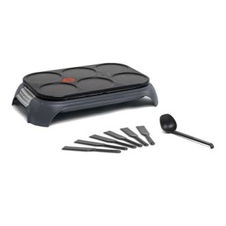 T-fal CrepParty, Plaque crêpes et pancakes, 6personnes, Revêtement antiadhésif, Rangement des accessoires intégré, PY558BF0, Poivre de Java