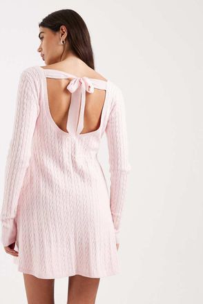 Hollister Robe pull coupe babydoll courte avec liens au dos - Rose-Violet