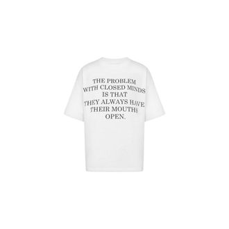 Moschino T-shirt en jersey de coton avec slogan - Femme - Tops - Blanc - Taille: 42 FR
