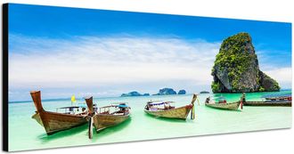 Paul Sinus Art Boot am Strand Thailand Traumurlaub 150x50cm Breitbild als Panorama