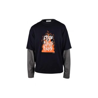 Lanvin Homme, Tops, Bleu, Taille: XL T-shirt imprim&eacute;