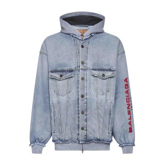 Balenciaga Blaue M&auml;ntel mit Grauer Kapuze - - Jackets - Herren - Blau - L
