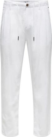 Only & Sons Only & Sons, Homme, Pantalons, Blanc, Taille: W32 L32 Onsleo Crop Linen Mix Pant
