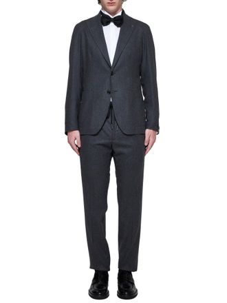 Tagliatore Mens Single-Breasted Wool Suit Anthracite Grey Virgin Suits