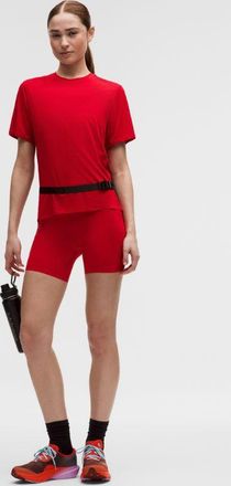 lululemon Fast and Free Shorts mit hohem Bund 5 Taschen f&uuml;r Frauen - 15 cm - Neon - Gr&ouml;&szlig;e 10