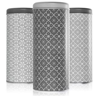 Com-Four 3x Kaffeepaddose - Metalldose f&uuml;r Kaffeepads - Aufbewahrungsbeh&auml;lter mit Deckel f&uuml;r Kaffee, Tee, Kekse - Blech-Dekodose im modernen Vintage-Design (3 