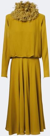 Valentino Robe midi en soie &agrave; plumes