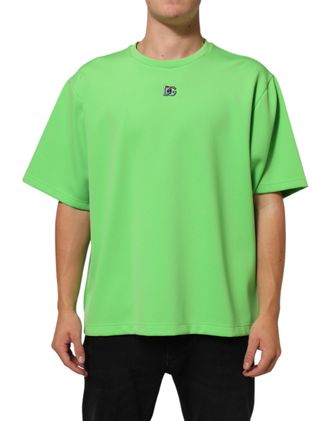Dolce & Gabbana Mens Green Logo Crew Neck Short Sleeves T-Shirt 16+pa